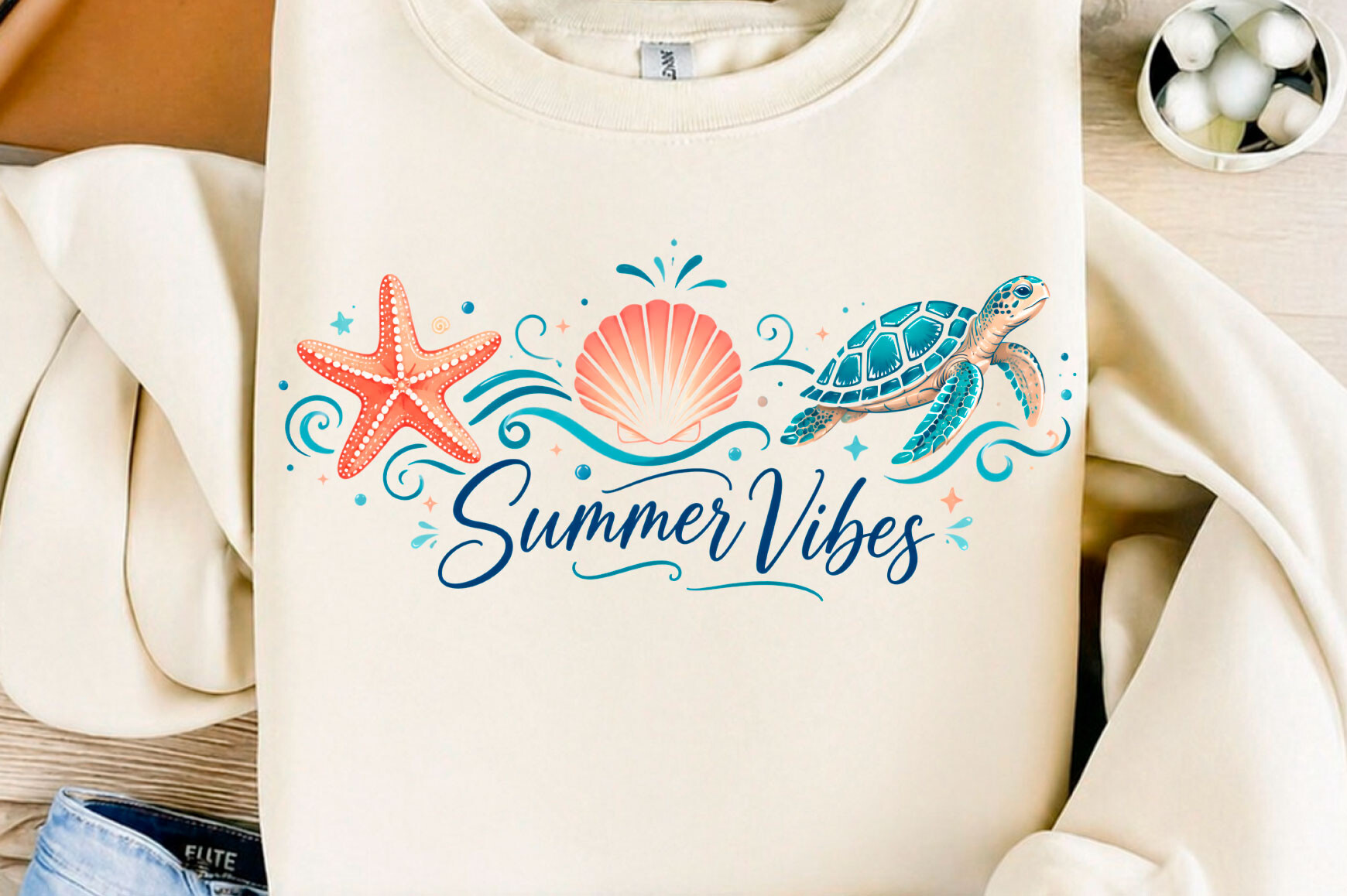 Summer Vibes PNG, Sea Turtle Beach PNG Graphic by DesignExpert ...