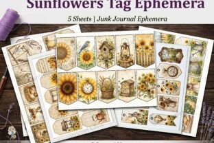 Sunflowers Tag Ephemera Junk Journal Graphic by Countrygirl Lane ...