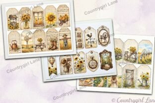 Sunflowers Tag Ephemera Junk Journal Graphic by Countrygirl Lane ...