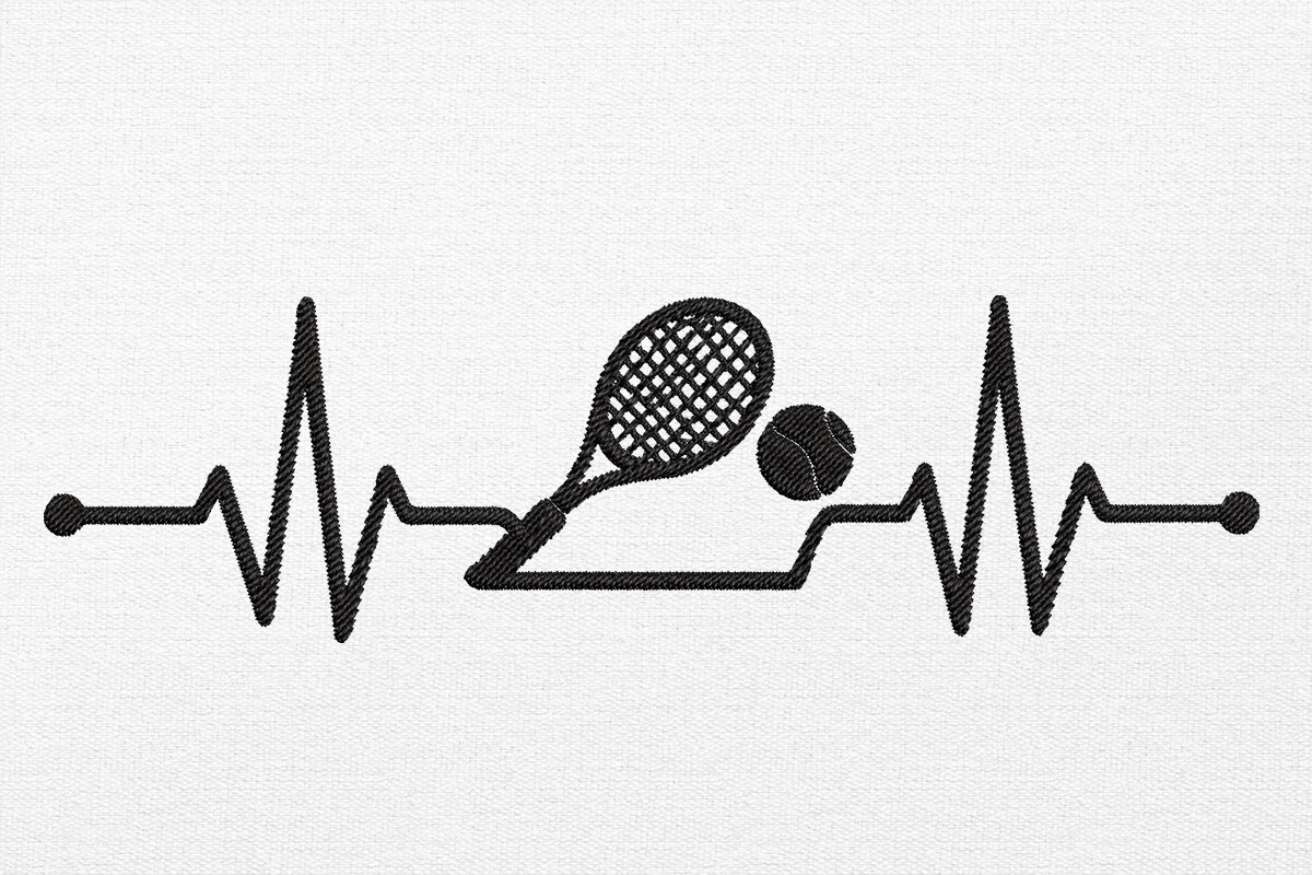 Tennis Heartbeat Design Embroidery · Creative Fabrica