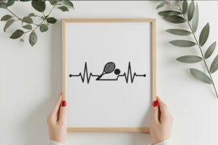 Tennis Heartbeat Design Embroidery · Creative Fabrica