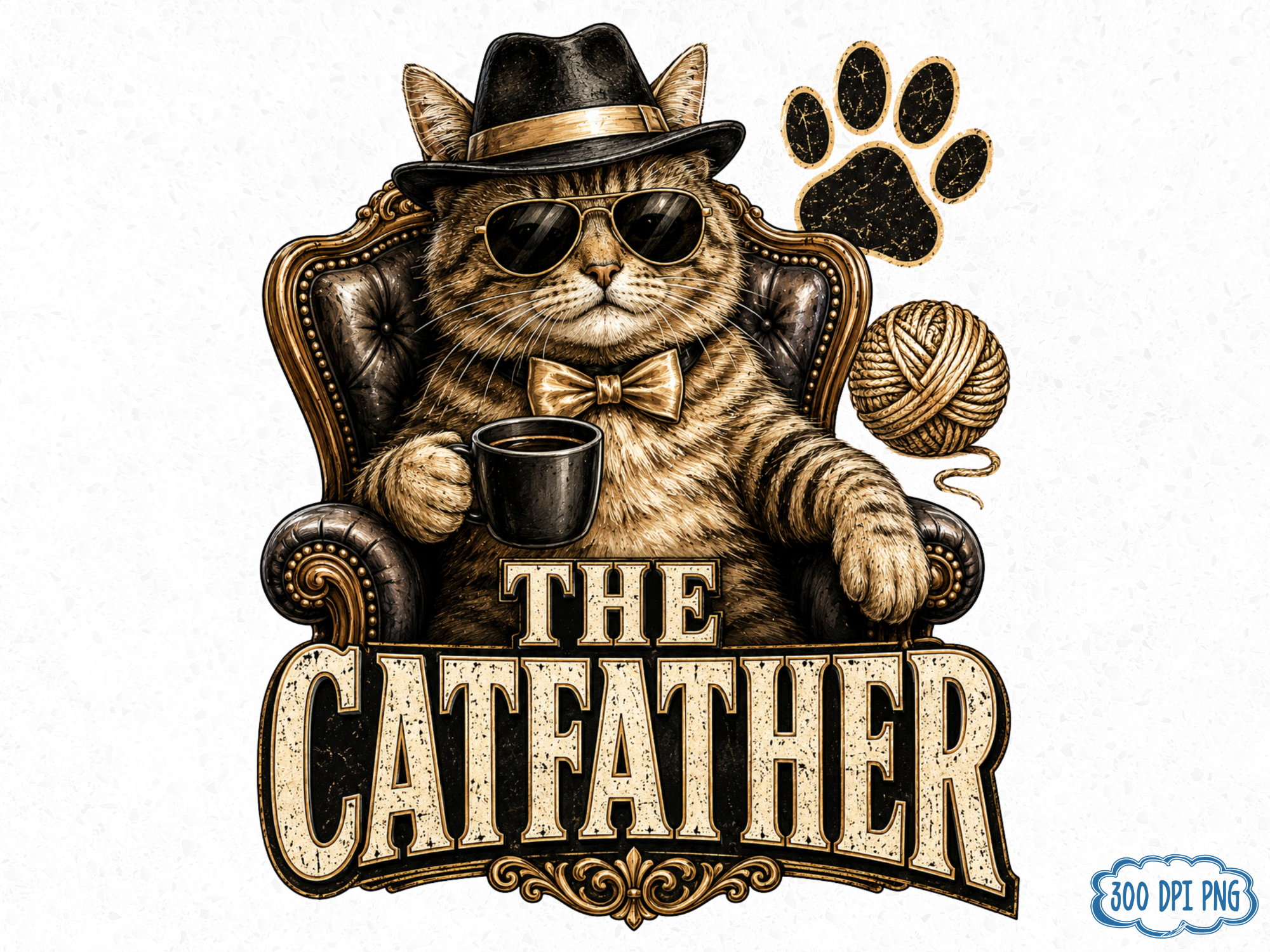 The Catfather Funny Cat PNG | Cool Cat L Graphic by Craftcity ...