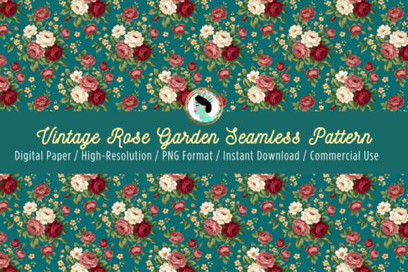 Vintage Rose Garden Seamless Pattern PNG Graphic by Marrie Pauza ...