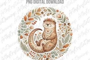 Watercolor Folk Art Otter Clipart PNG Graphic by ArtbyCrystalJennings ...