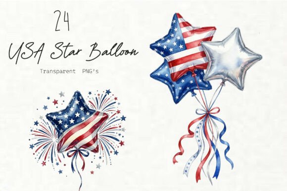 Whimsical USA Star Balloon PNG Graphic by Smart Dream Shop · Creative ...