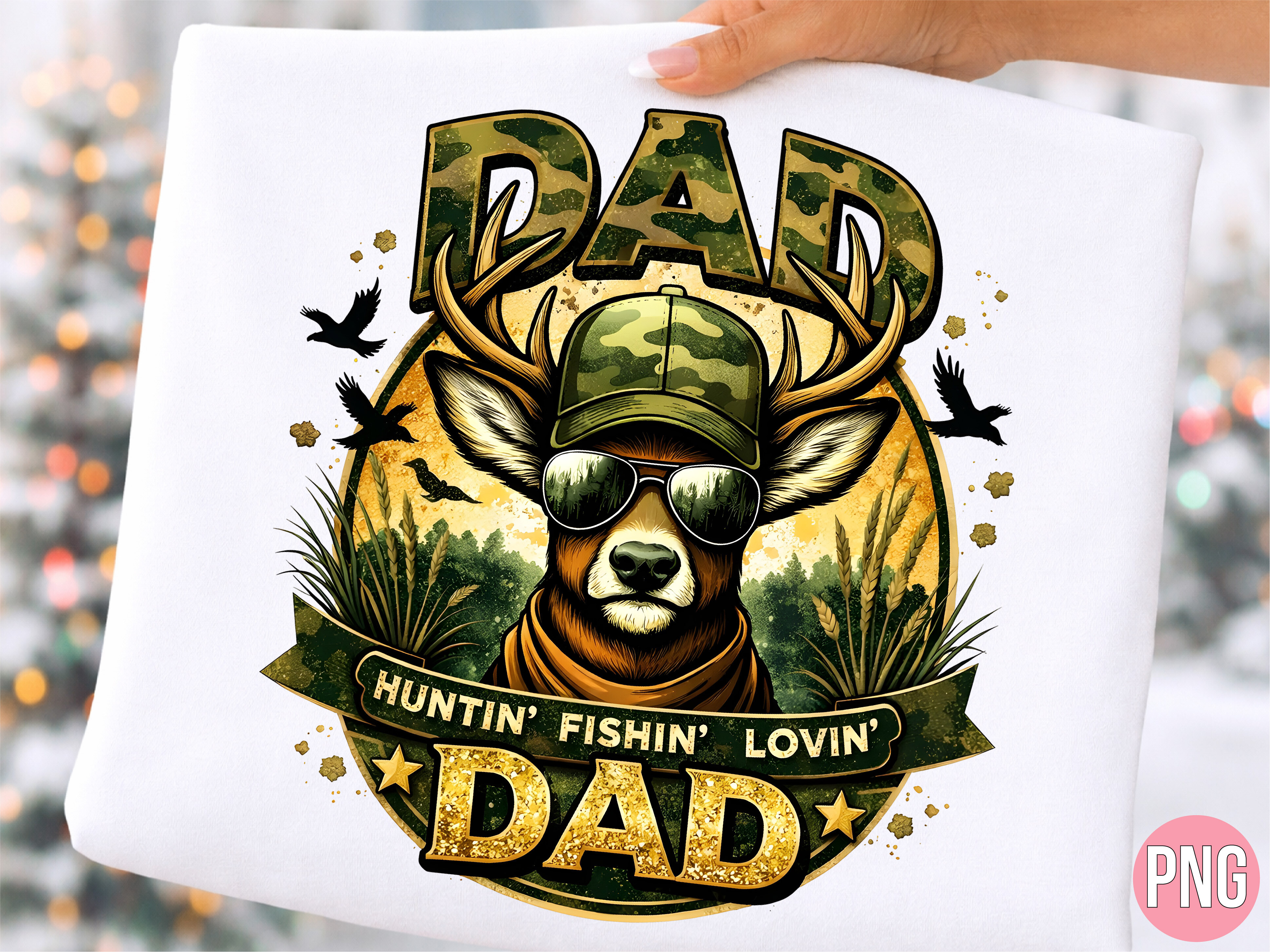 Wildlife Camo Deer Hunting Dad PNG SHIRT Graphic by COZY_OWL · Creative ...