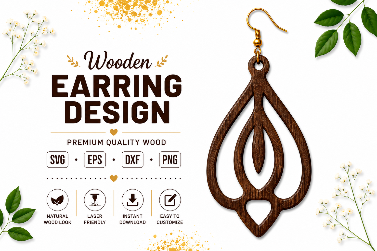 Wooden Earrings Laser Cut SVG · Creative Fabrica