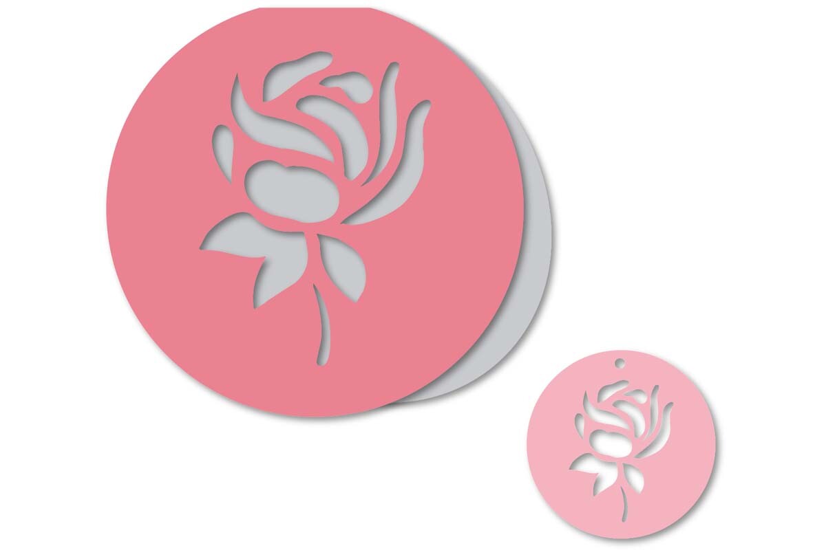 Cutout Rose Circle Shaped Card with Tag · Creative Fabrica