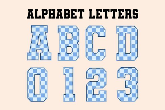 Blue Checkered Coquette Alphabet Letters Graphic by Beer Design ...