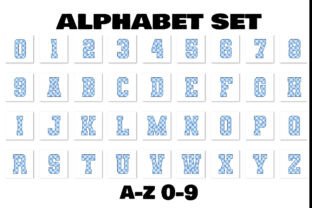 Blue Checkered Coquette Alphabet Letters Graphic by Beer Design ...