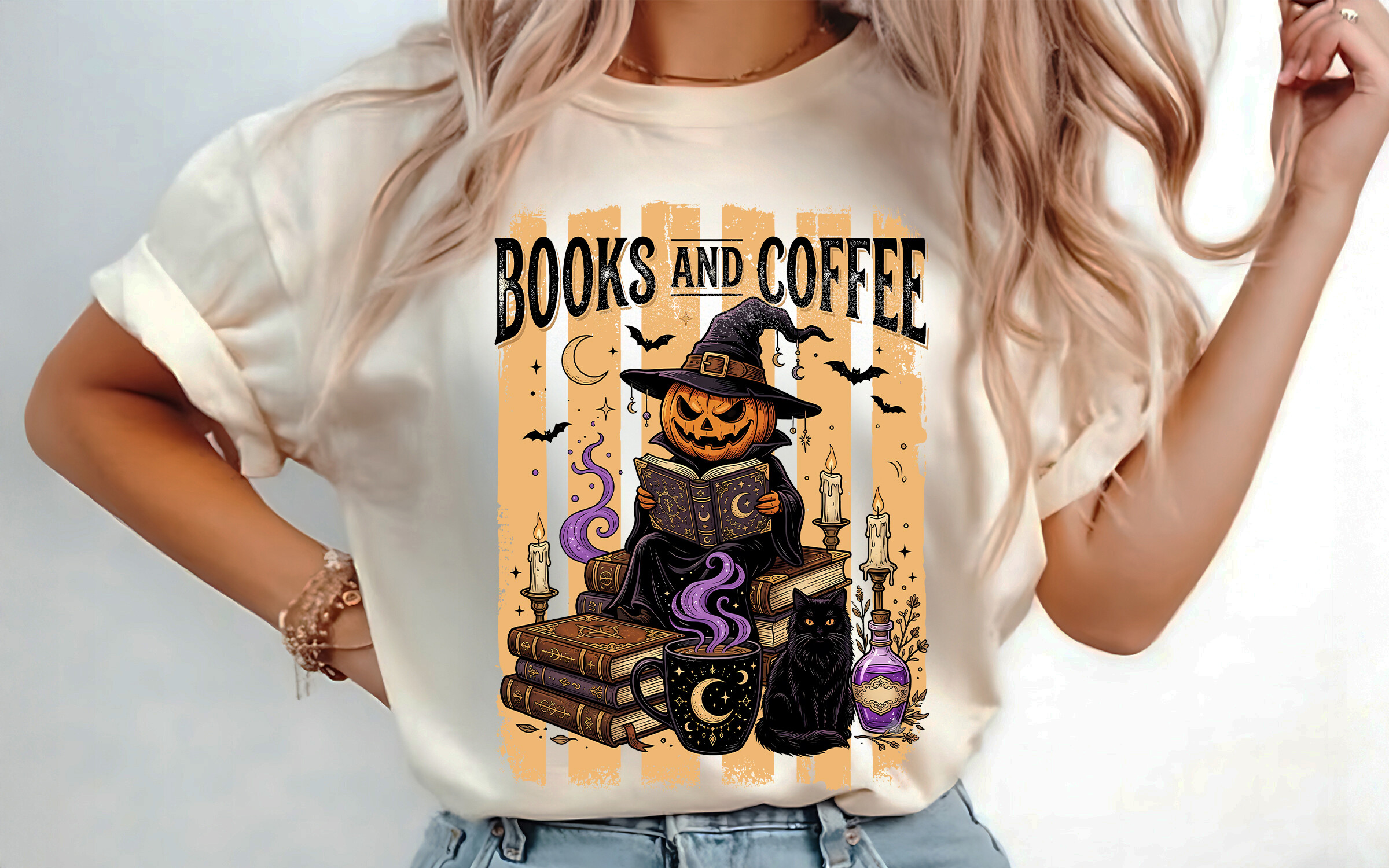 Book and Coffee Halloween T-shirt Png Graphic by Razia Sultana ...