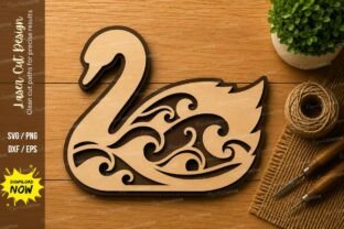 Decorative Swan Silhouette Laser Cut SVG · Creative Fabrica