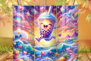 Dreamy Rainbow Boba Drink Tumbler Wrap Graphic by Art Zone · Creative ...