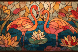 Flamingo Stained Glass Pattern Graphic by TheDesignerDesigne · Creative ...