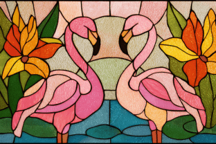 Flamingo Stained Glass Pattern Graphic by TheDesignerDesigne · Creative ...