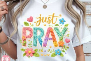 Just Pray Christian Retro Floral PNG Graphic by Cozy Prints · Creative ...