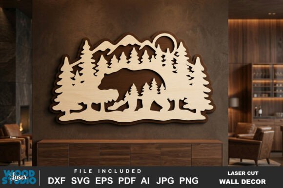 Mountain Bear Layered Laser Cut SVG · Creative Fabrica