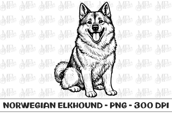 Norwegian Elkhound Dog Sketch PNG Graphic by MoxiFikaDesignCo ...