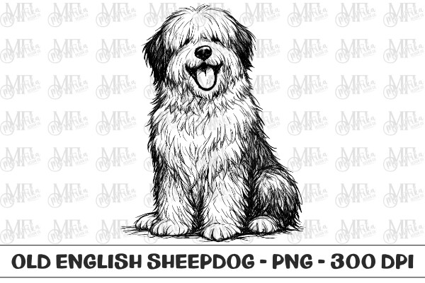 Old English Sheepdog Dog Sketch PNG Graphic by MoxiFikaDesignCo ...