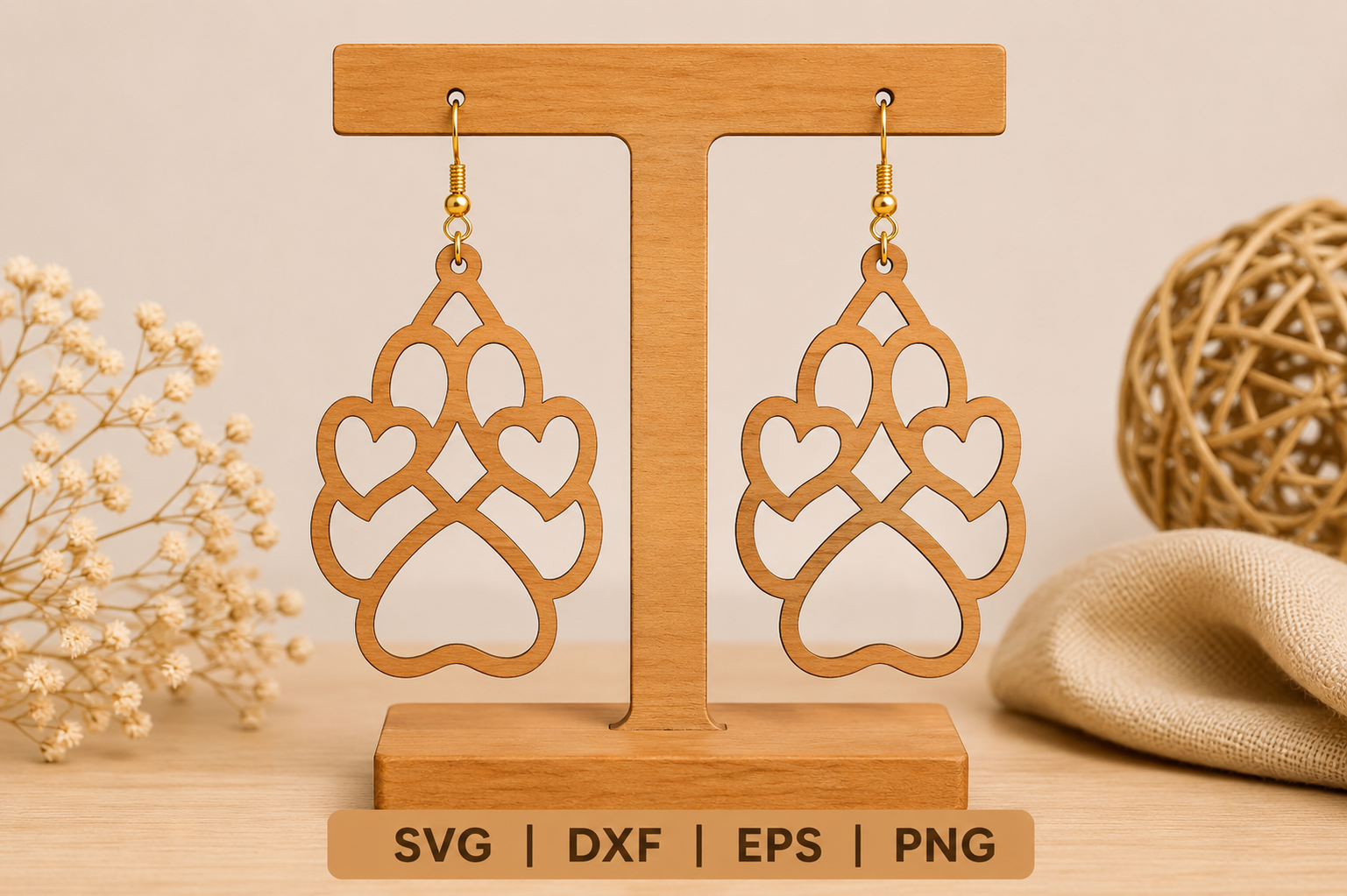 Paw Print Heart Earrings SVG · Creative Fabrica