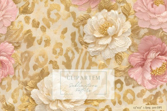 Pink Gold Leopard Floral Pattern Design Graphic by clipArtem · Creative ...