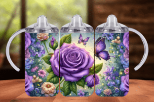 Purple Rose Butterfly 12 Oz Tumbler Wrap Graphic by shimuakter0786 ...
