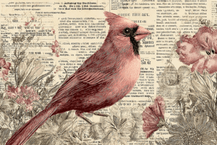 Red Cardinal Vintage Ephemera Graphic by TheDesignerDesigne · Creative ...