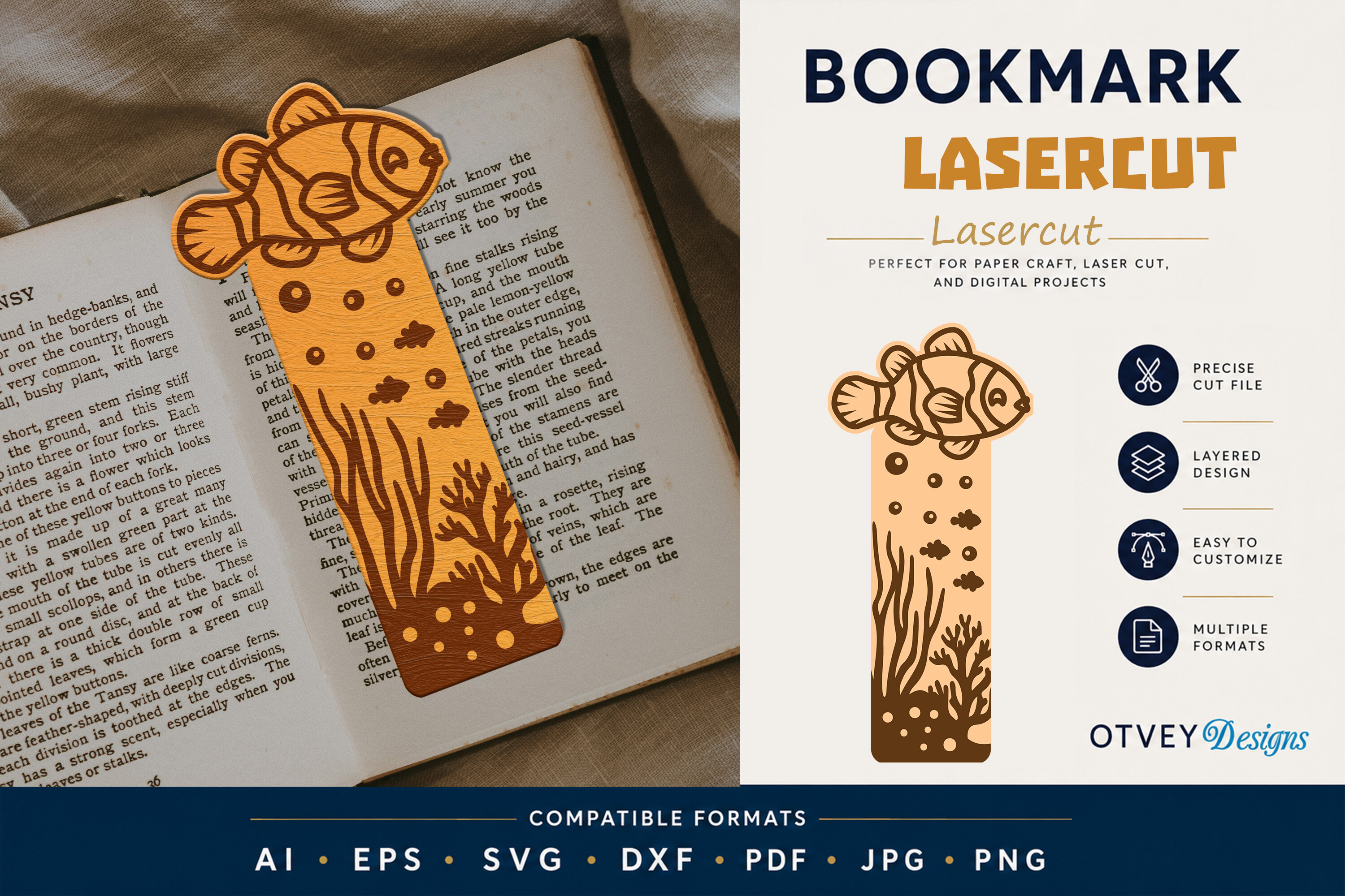Sea Animals Bookmark Lasercut · Creative Fabrica