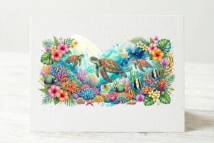 Tropical Sea Turtle Reef Clipart PNG Graphic by ArtbyCrystalJennings ...