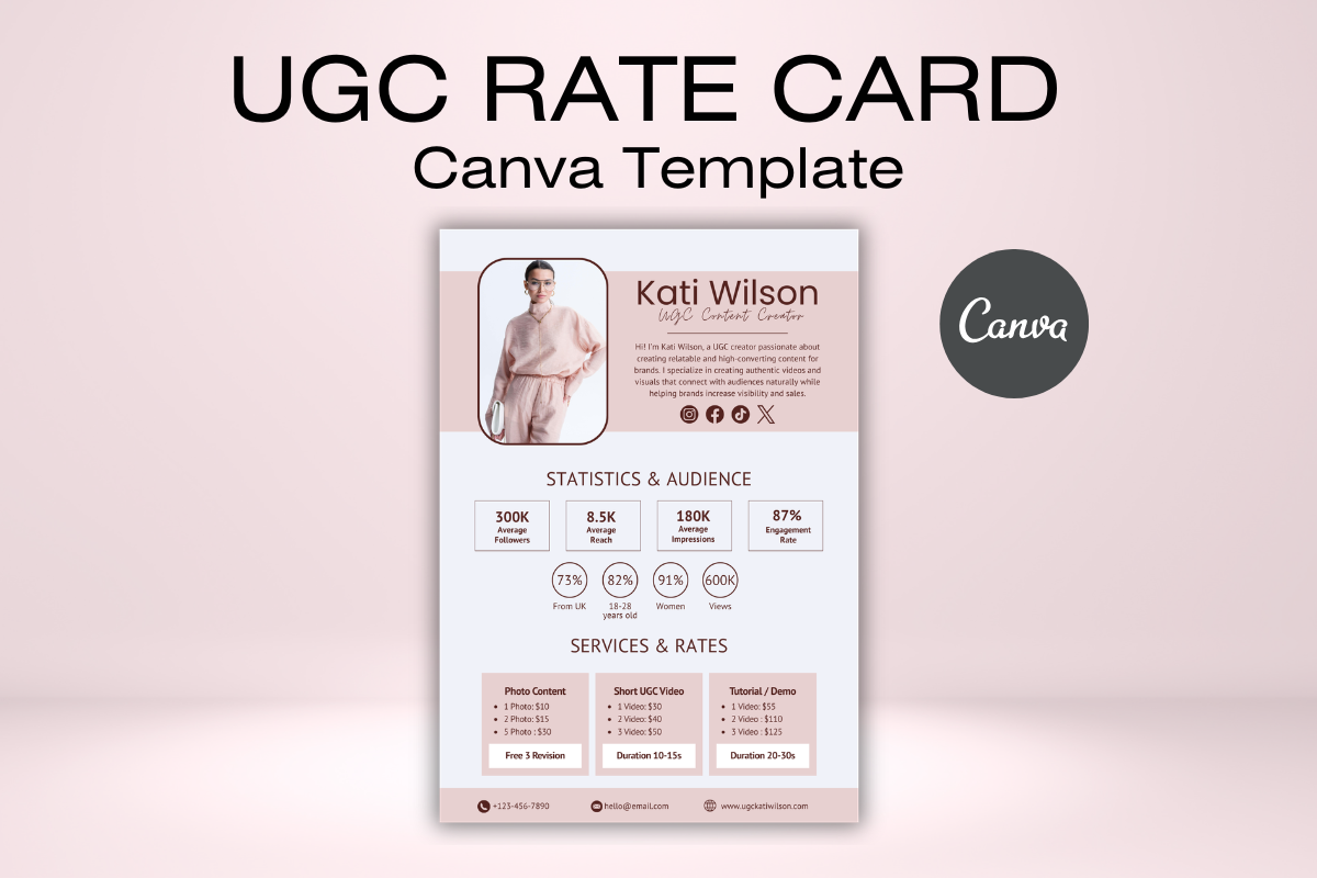 UGC Creator Rate Card Canva Template Graphic by Grow Your Biz ...