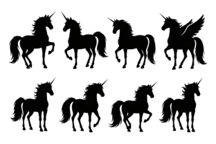 Unicorn Silhouette Vector Graphics Pack Graphic by Creative Ullash ...