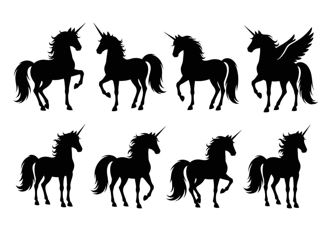 Unicorn Silhouette Vector Graphics Pack Graphic by Creative Ullash ...