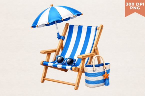 Vintage Beach Chair Clipart PNG,Beach Graphic by CraftLab Digital ...