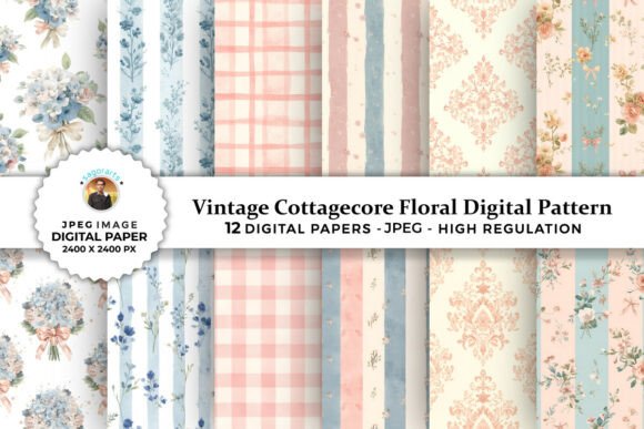 Vintage Floral Cottagecore Digital Paper Graphic by sagorarts ...