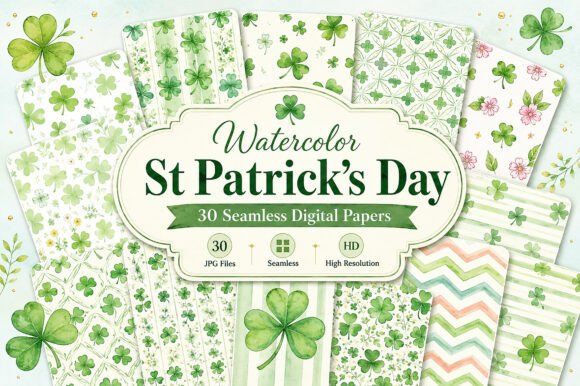Watercolor St Patrick’s Day Seamless Graphic by Vintage · Creative Fabrica