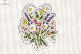 Wildflower Bouquet Patch Embroidery File · Creative Fabrica
