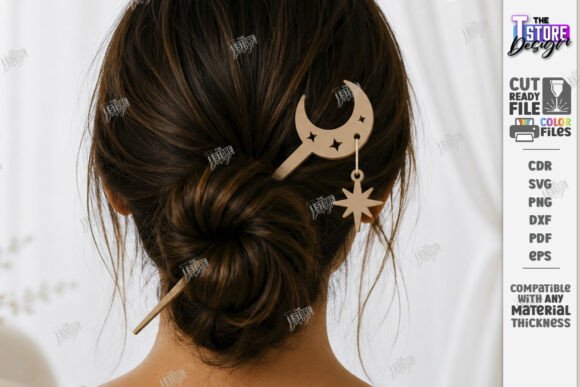Wooden Hair Sticks and Pins Laser Cut · Creative Fabrica