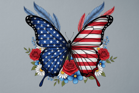 American Flag Butterfly Floral Design Graphic by soikotcbd · Creative ...