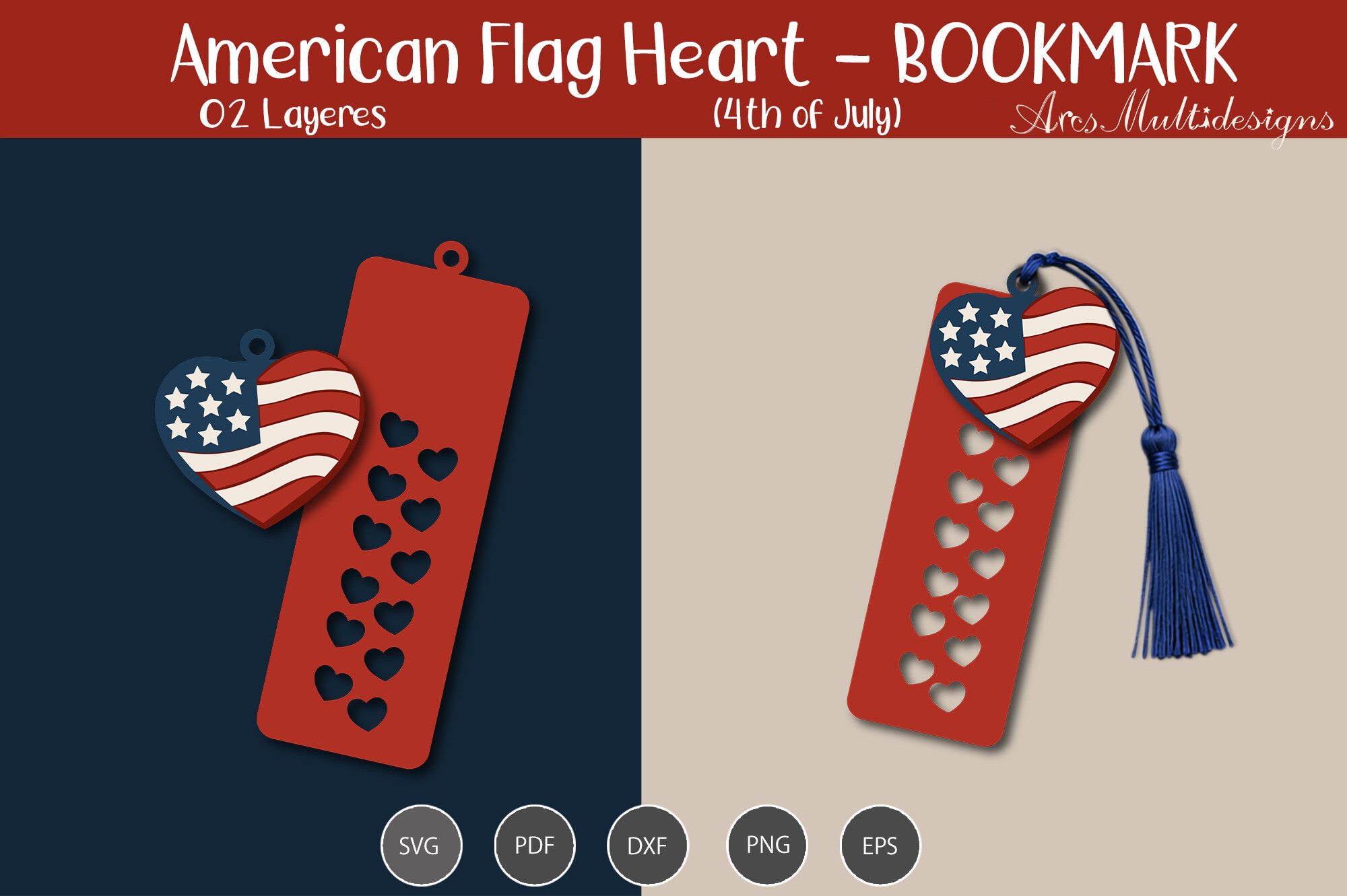 American Flag Heart Bookmark Template Graphic by Arcs Multidesigns ...