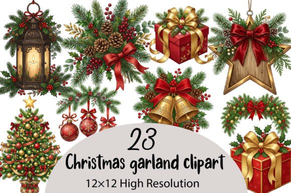 Christmas Garland Clipart Graphic by Creativegallery · Creative Fabrica