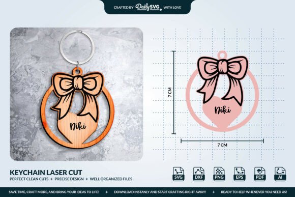 Coquette Bows Keychain SVG · Creative Fabrica