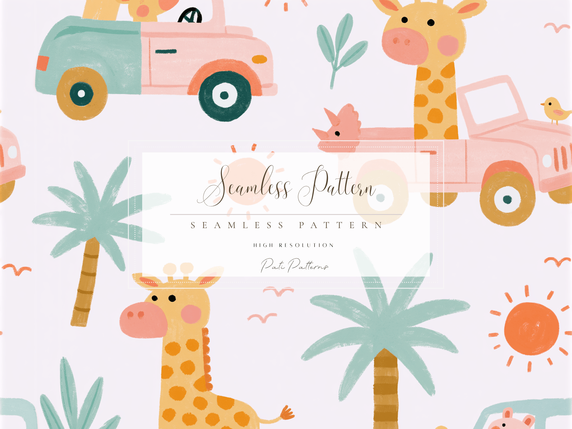 Cute Baby Giraffe Seamless Pattern PNG for Kids Graphic by patipaintsco ...