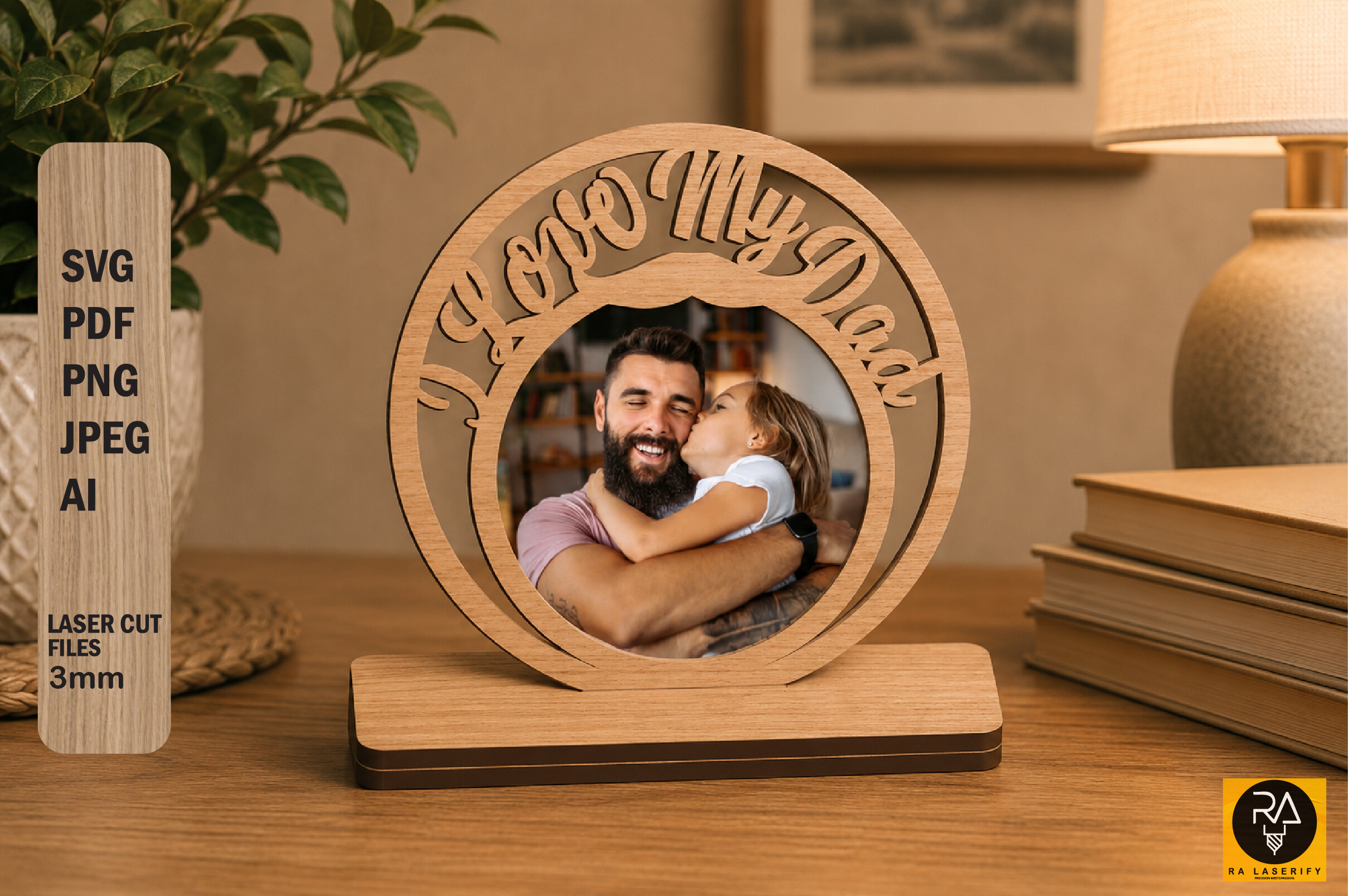 Dad Photo Frame Laser Cut SVG Design · Creative Fabrica