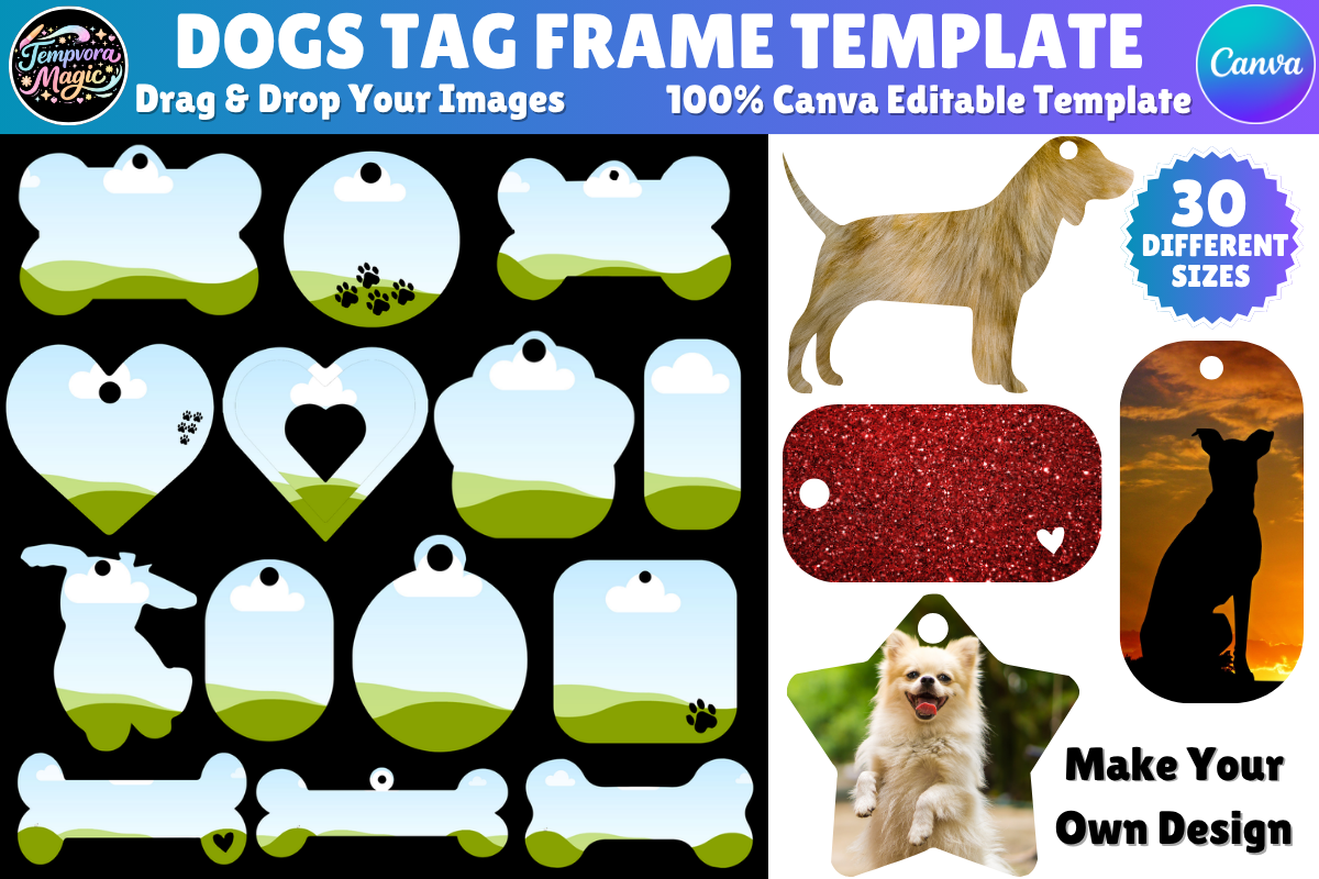Dog Tag Editable Canva Template Graphic by Tempvora Magic · Creative ...