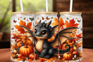 Fall Pumpkin Dragon 16oz Tumbler Wrap Graphic by shimuakter0786 ...