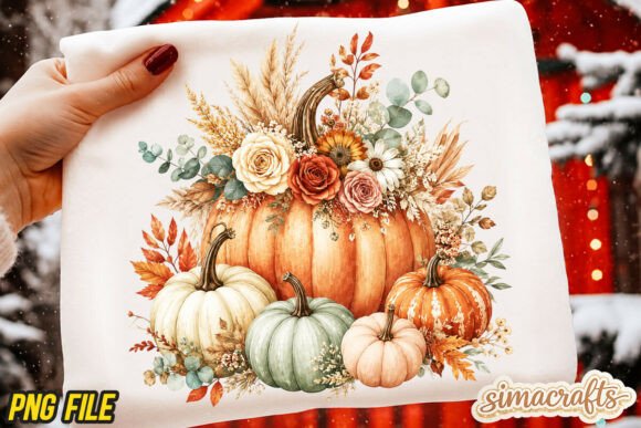 Floral Fall Pumpkin PNG,Boho Pumpkin PNG Graphic by SimaCrafts ...
