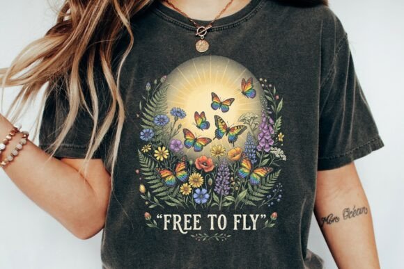 Free to Fly Rainbow Butterflies Art Graphic by gregoraciiart · Creative ...