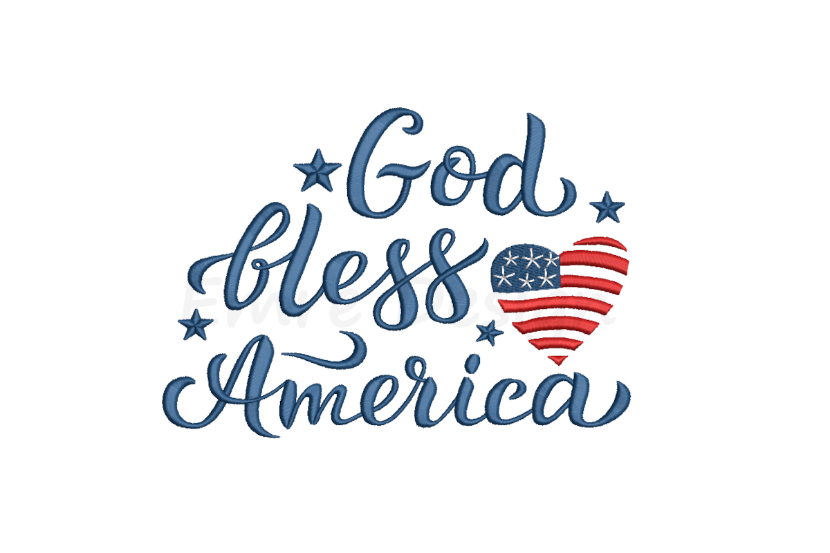 God Bless America Embroidery Design · Creative Fabrica