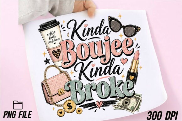 Kinda Boujee Kinda Broke Funny PNG Graphic by PrintExpert · Creative ...