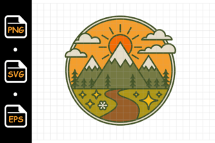Mountain Landscape with Sunrise Nature Graphic by Lalamooo · Creative ...